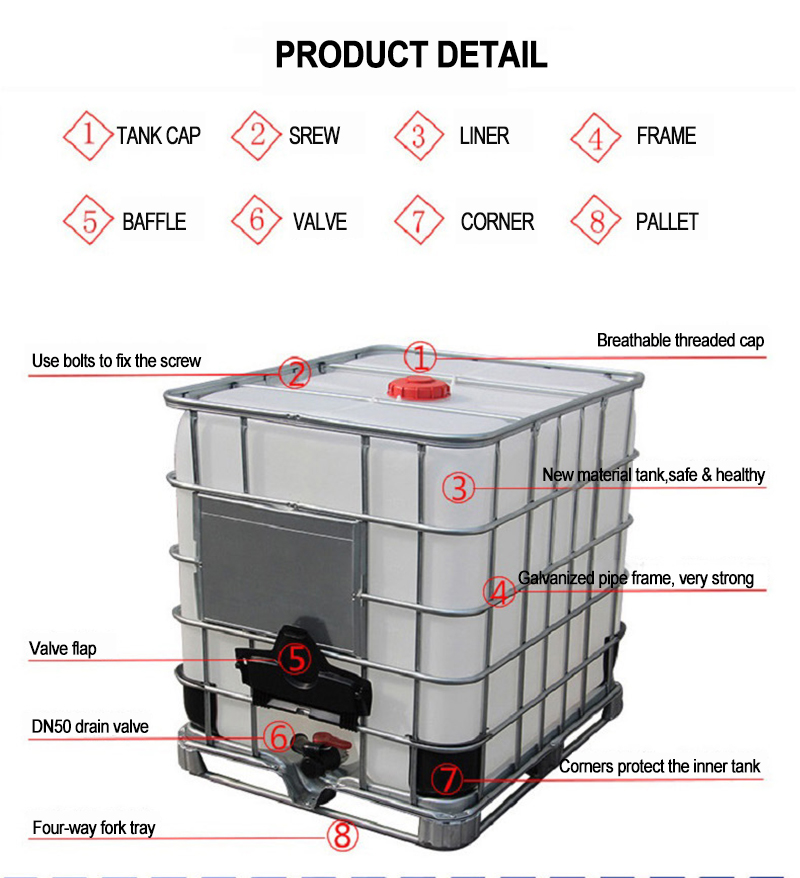 1000 litre ibc tote water container 1000L IBC tank for intermediate ...